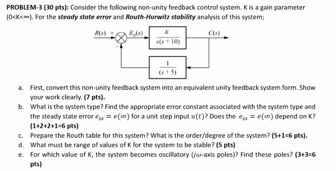 Solved PROBLEM-3 (30 pts): Consider the following non-unity | Chegg.com