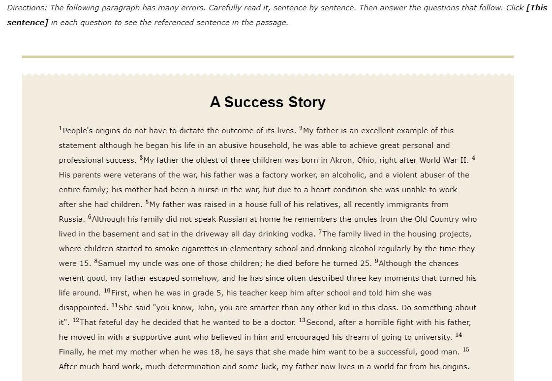 irections: The following paragraph has many errors. | Chegg.com