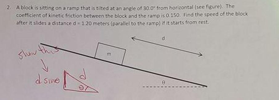 Solved 2. A block is sitting on a ramp that is tilted at an | Chegg.com