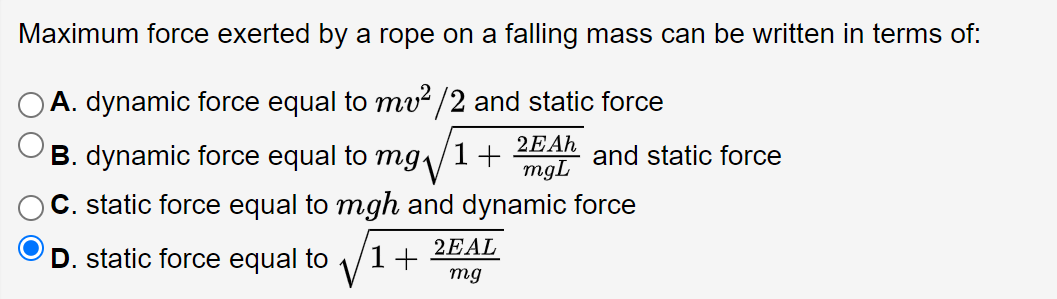 Solved Maximum force exerted by a rope on a falling mass can | Chegg.com