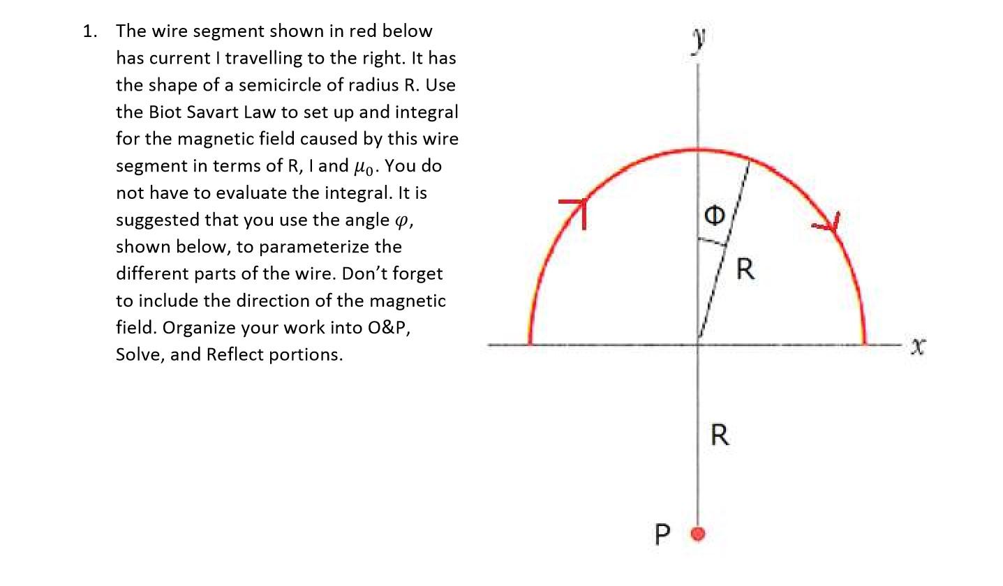 Solved V 1. The wire segment shown in red below has current | Chegg.com