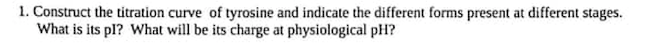 Solved 1. Construct the titration curve of tyrosine and | Chegg.com