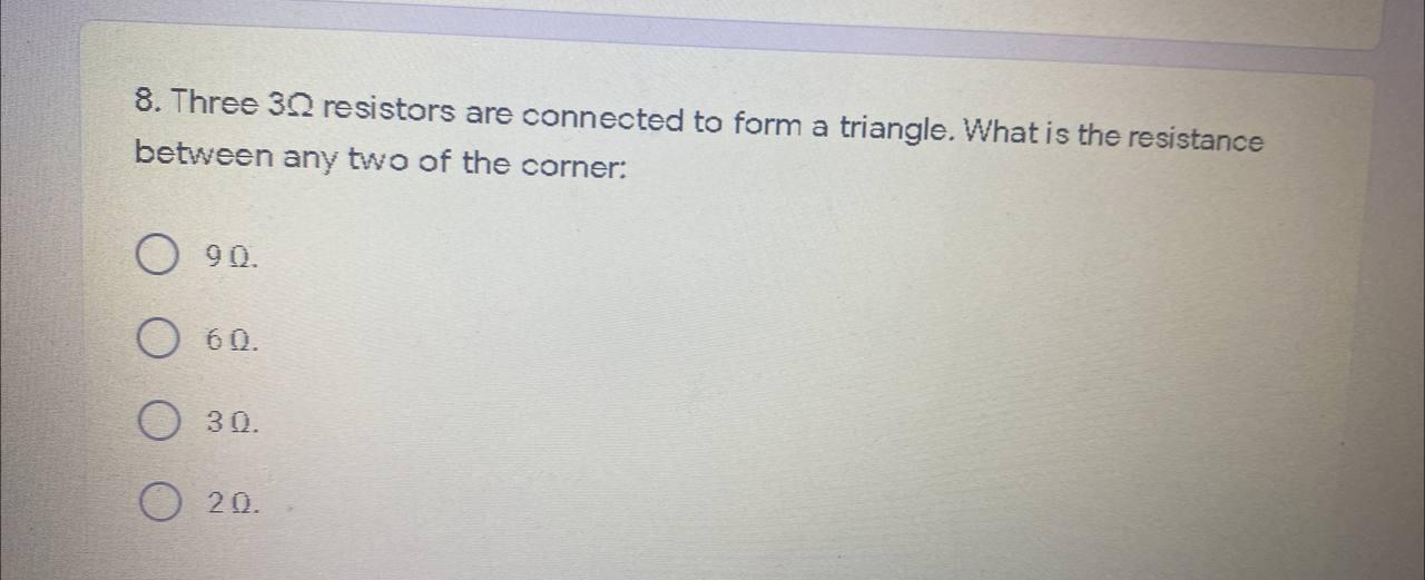 Solved 8. Three 39 resistors are connected to form a | Chegg.com