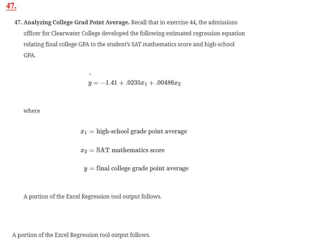 Solved 47. Analyzing College Grad Point Average. Recall that | Chegg.com