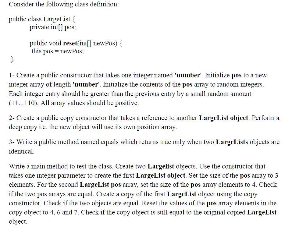 Solved Consider the following class definition: public class | Chegg.com