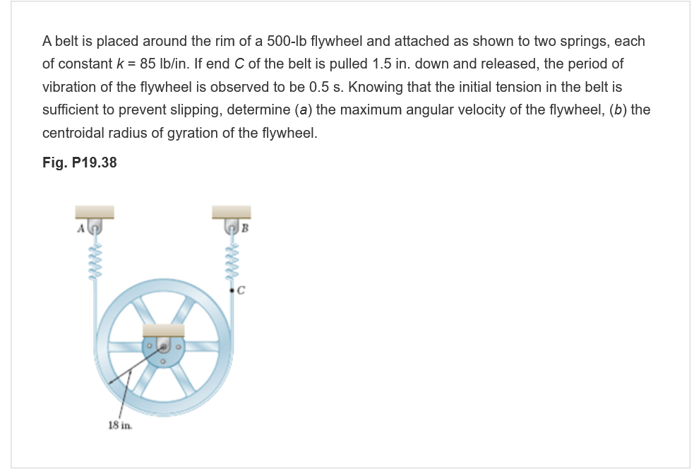 Solved A belt is placed around the rim of a 500-lb flywheel | Chegg.com