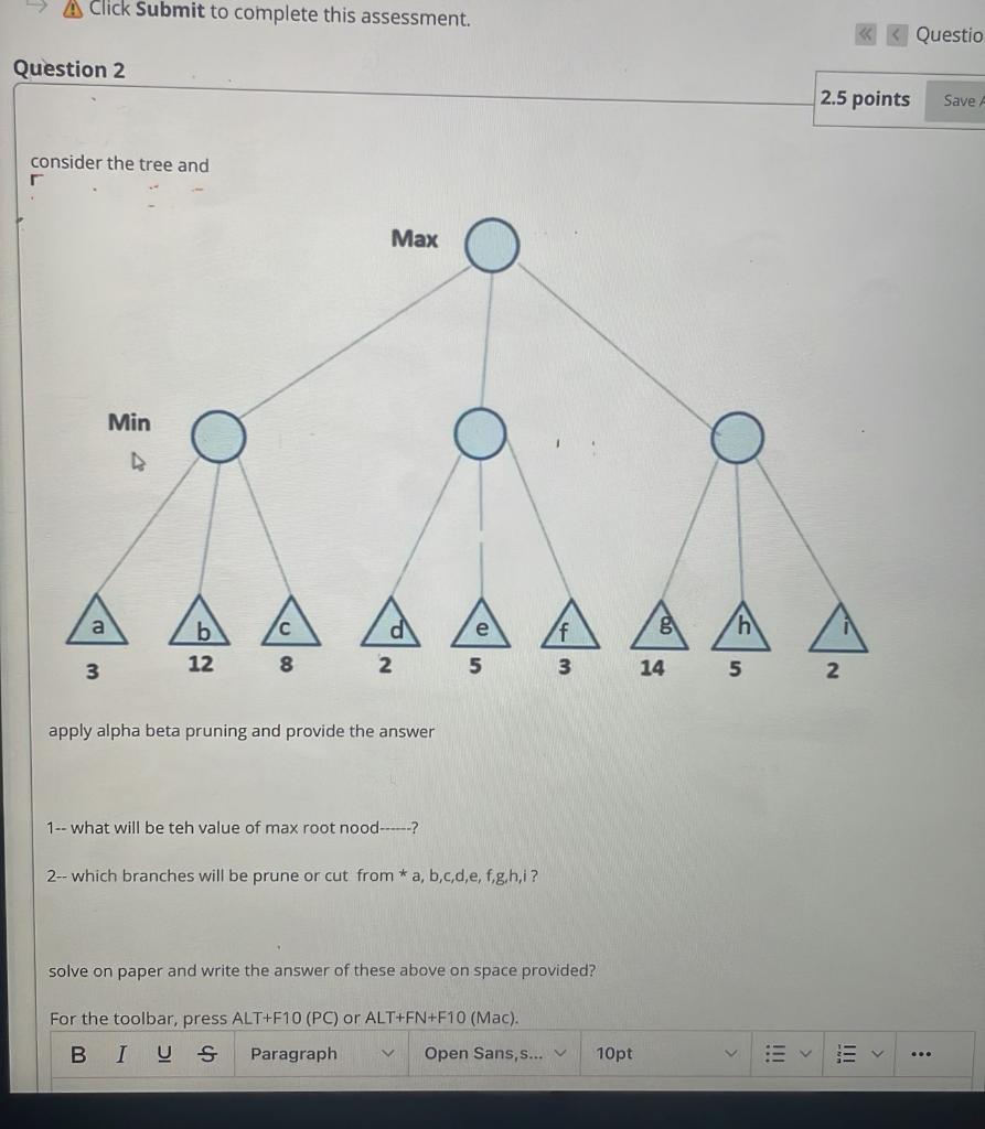 Solved apply alpha beta pruning and provide the answer | Chegg.com