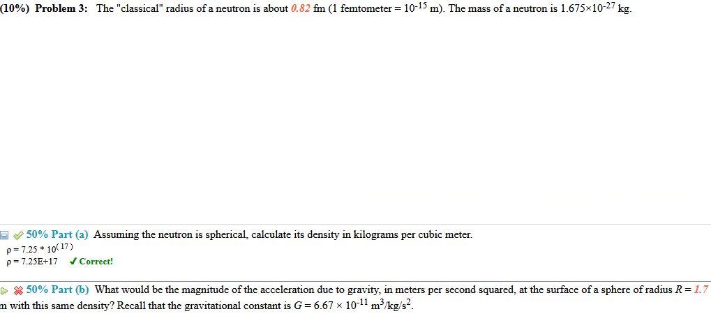 Solved (10%) Problem 3: The "classical" radius of a neutron | Chegg.com