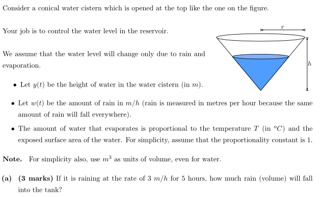 Solved Consider a conical water cistern which is opened at | Chegg.com