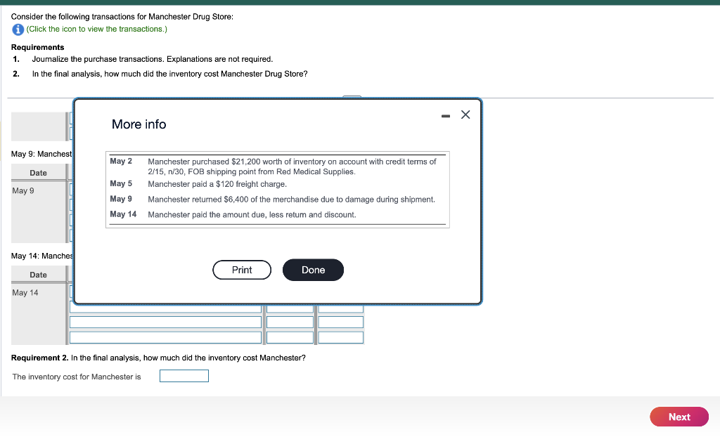 Solved Consider the following transactions for Manchester | Chegg.com