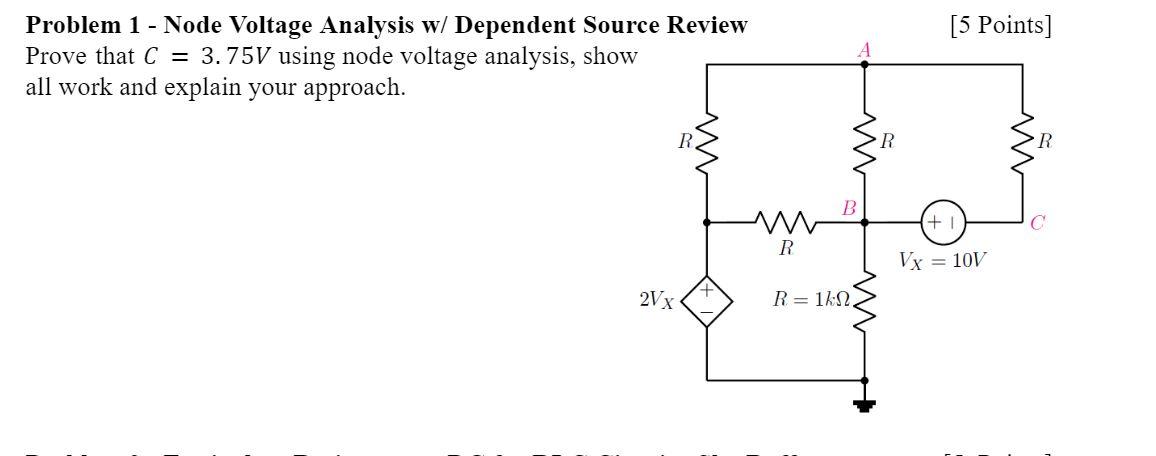 Solved Problem 1 - Node Voltage Analysis w/Dependent Source | Chegg.com