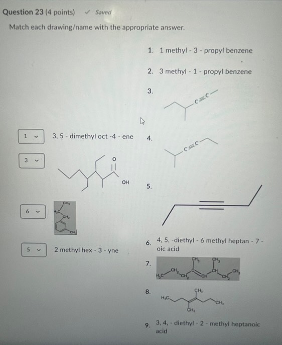 Solved Question 23 (4 ﻿points) ﻿Match each drawing/name with | Chegg.com