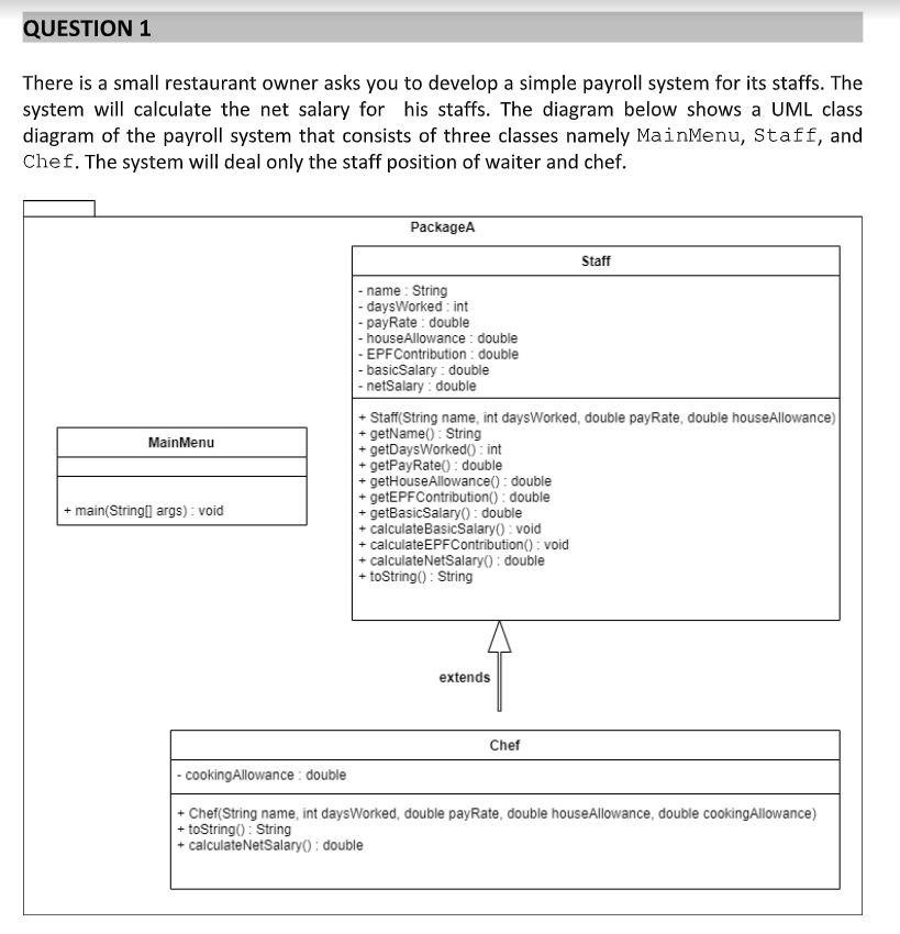Solved QUESTION 1 There is a small restaurant owner asks you | Chegg.com