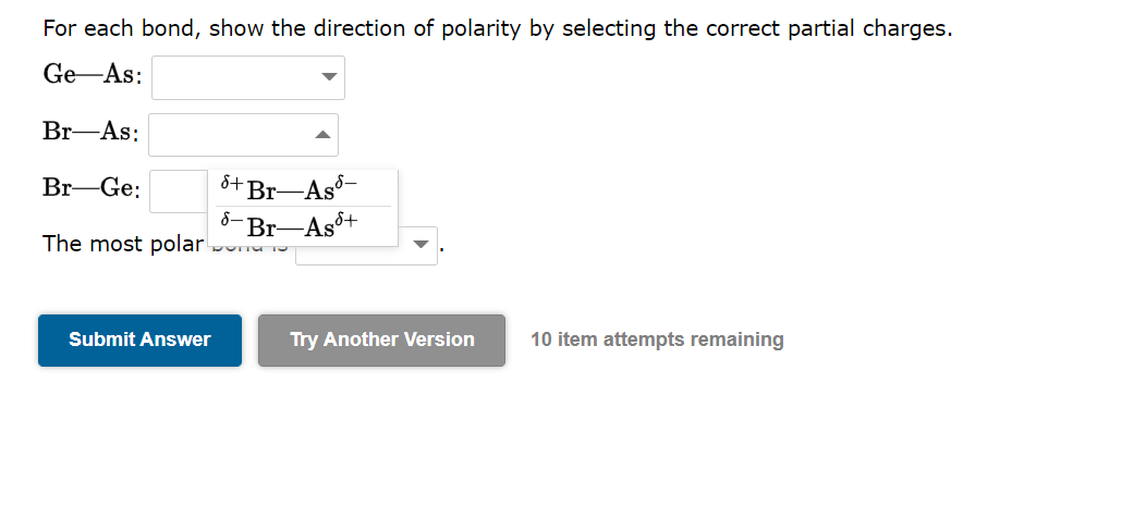 Solved For each bond, show the direction of polarity by | Chegg.com