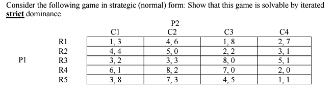 Solved Consider the following game in strategic (normal) | Chegg.com