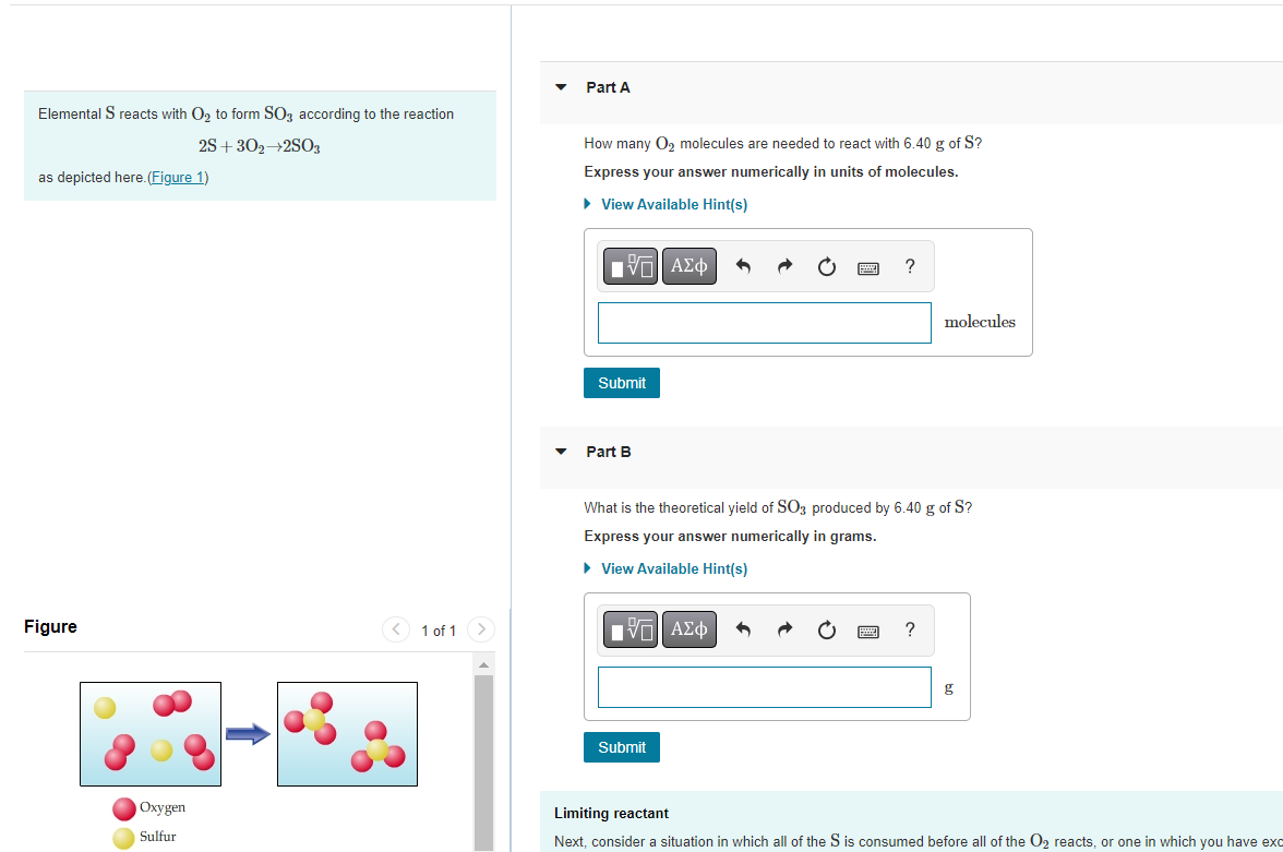 Solved Elemental S reacts with O2 to form SO3 according to | Chegg.com