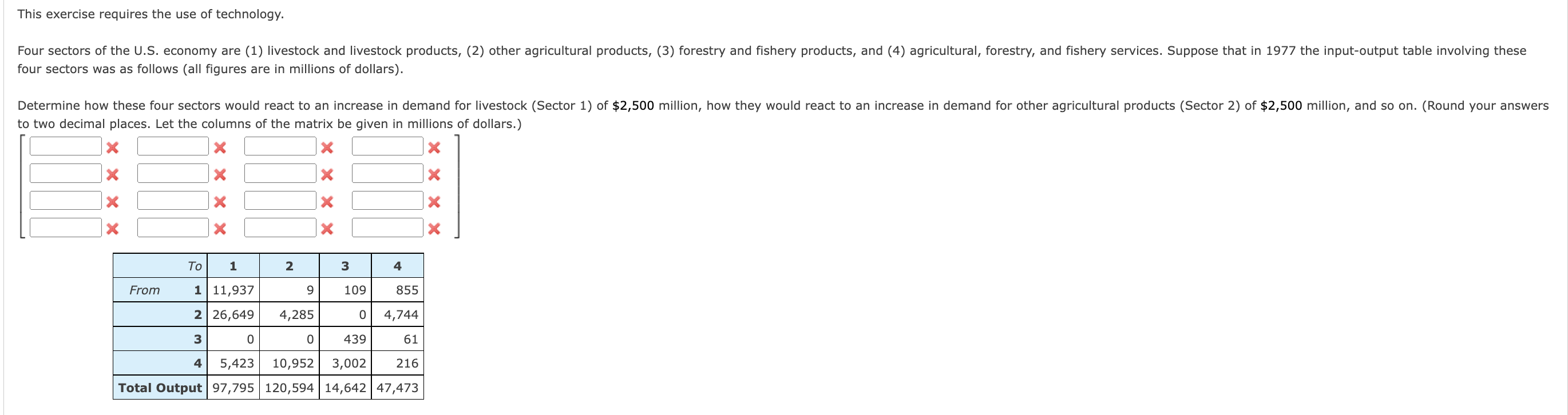 Solved This exercise requires the use of technology. Four | Chegg.com