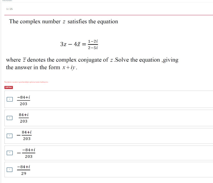 Solved The complex number z satisfies the equation | Chegg.com
