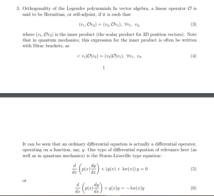 3. Orthogonality of the Legendre polynomials In | Chegg.com