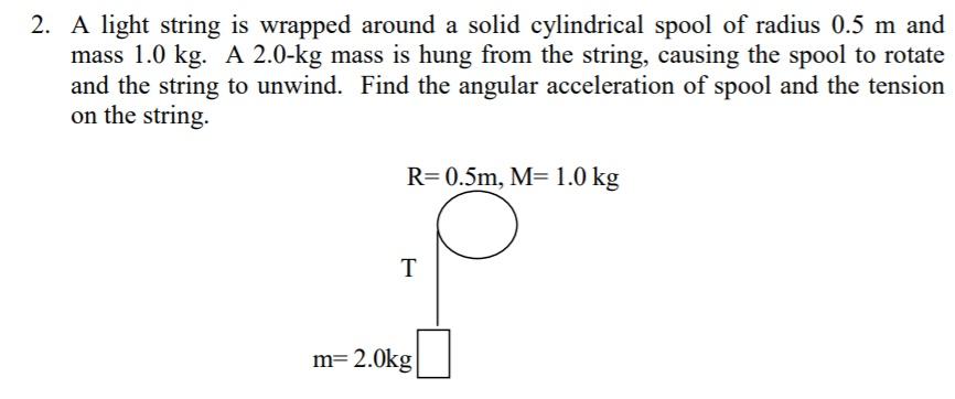 Solved 2. A light string is wrapped around a solid | Chegg.com