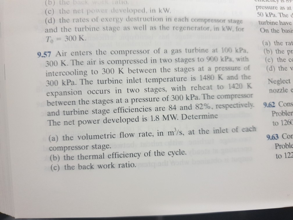 Solved (c) the net power developed, in kW. pressure as a (d) | Chegg.com