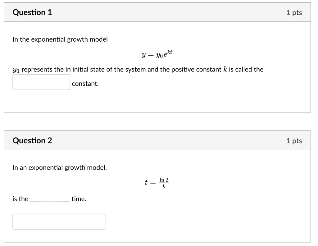 Solved In the exponential growth model y=y0ekt y0 represents | Chegg.com