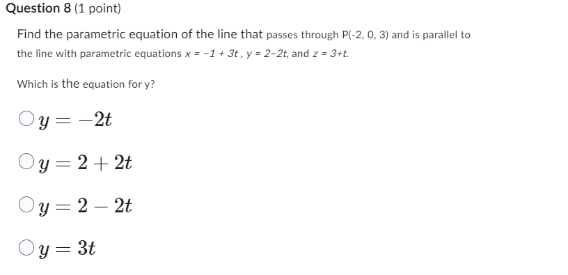 Solved Find the parametric equation of the line that passes | Chegg.com