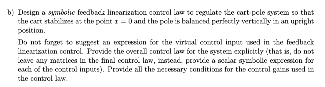Solved Consider a fully-actuated cart-pole system shown in | Chegg.com