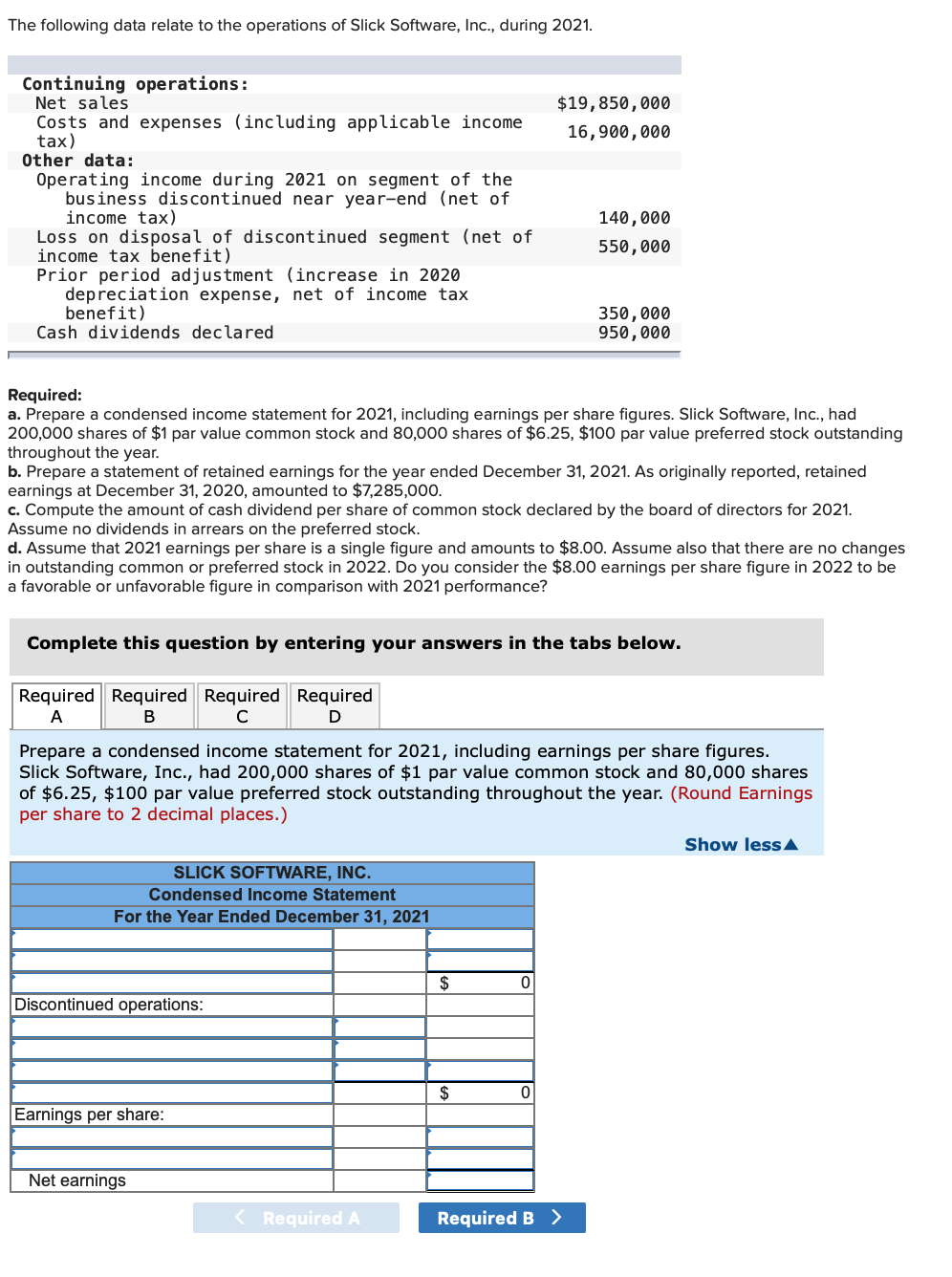 Solved The following data relate to the operations of Slick | Chegg.com
