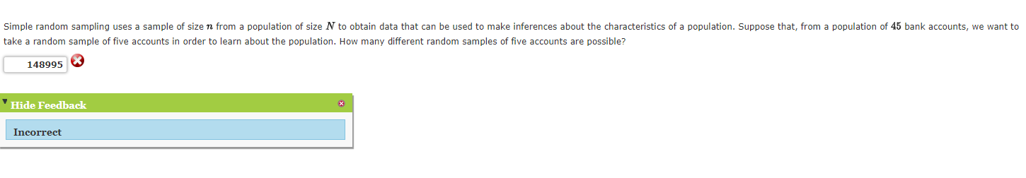 Solved Simple Random Sampling Uses A Sample Of Size N From A 