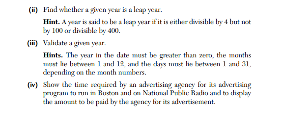 Solved (ii) Find whether a given year is a leap year. Hint. | Chegg.com