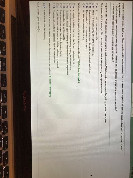 Solved O D. The transfer of corporate ownership is easy O | Chegg.com