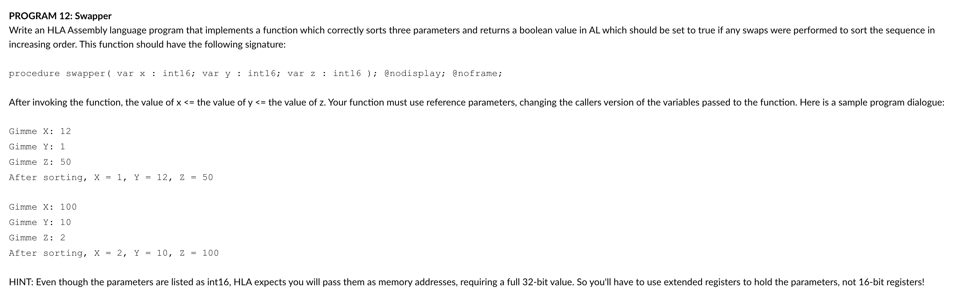 Solved Program 12 Swapper Increasing Order This Function 6036