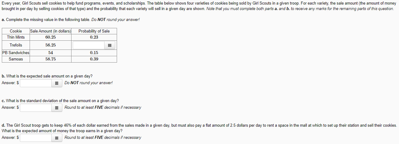 Solved Every year, Girl Scouts sell cookies to help fund | Chegg.com