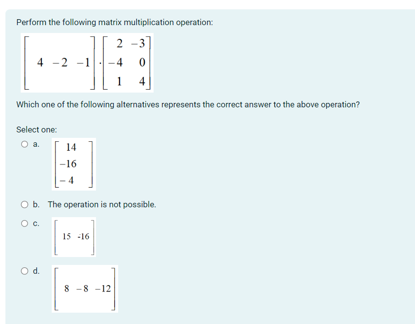 Solved Perform the following matrix multiplication | Chegg.com