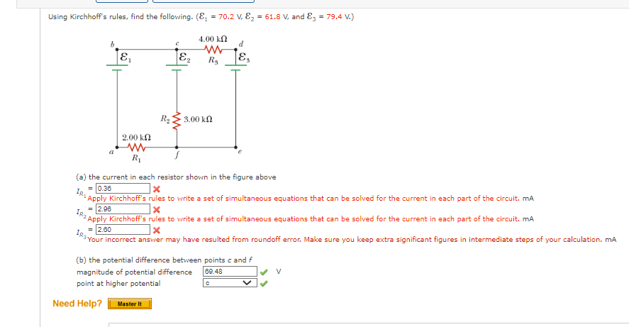 Solved Using Kirchhoff's rules, find the following. ( | Chegg.com