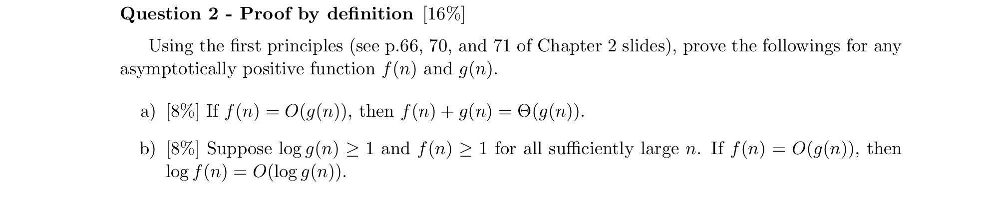 Question 2 - Proof by definition [16\%] Using the | Chegg.com