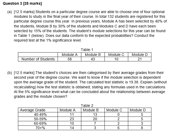 (a) [12.5 marks] Students on a particular degree | Chegg.com