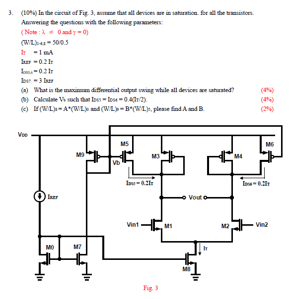 3. (10\%) In the circuit of Fig. 3 , assume that all | Chegg.com