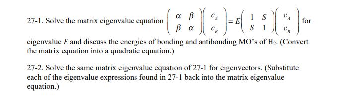 - 16:1-44571 )--( α β S с. 27-1. Solve the matrix | Chegg.com
