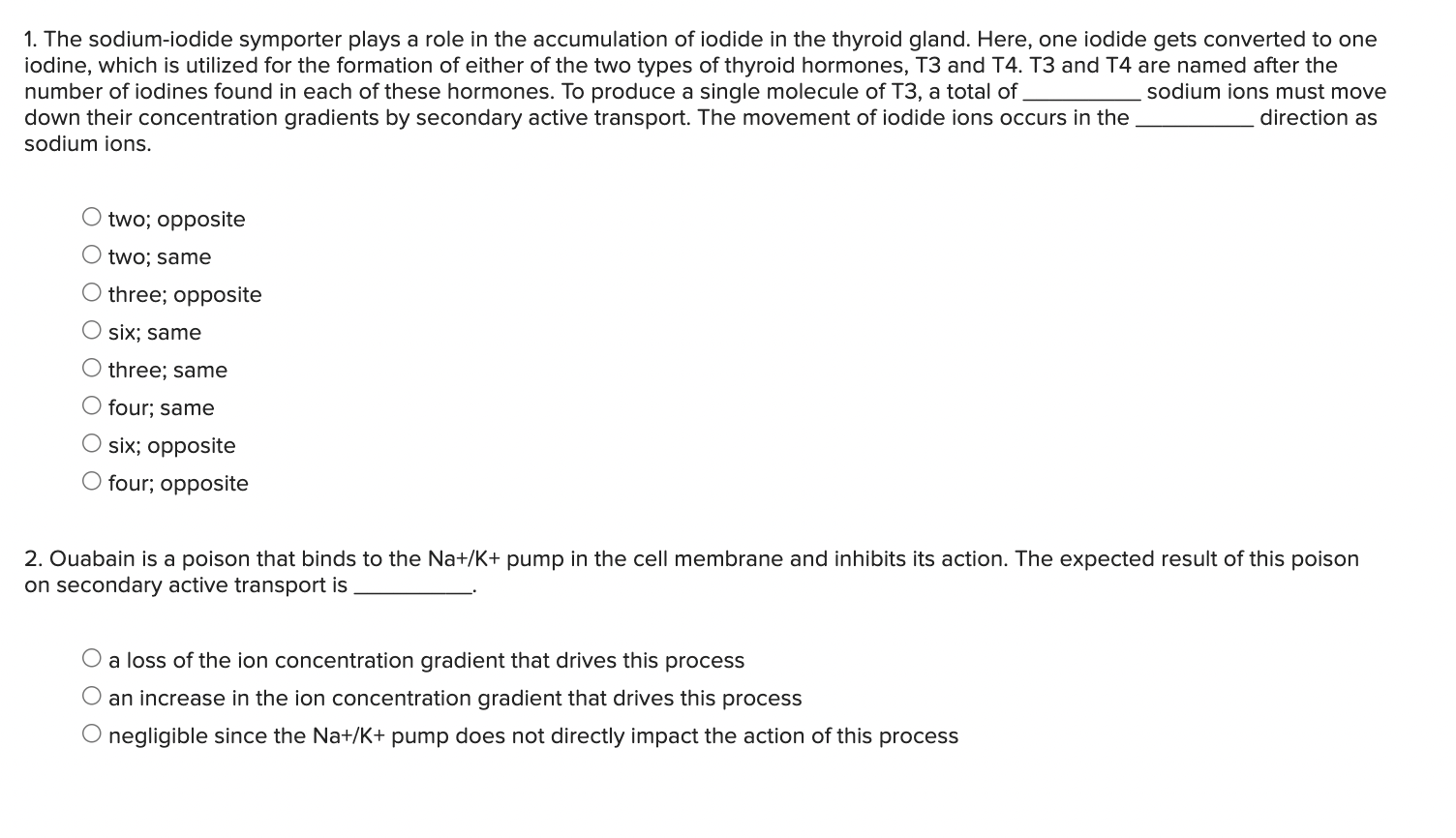 Solved The sodium-iodide symporter plays a role in the | Chegg.com