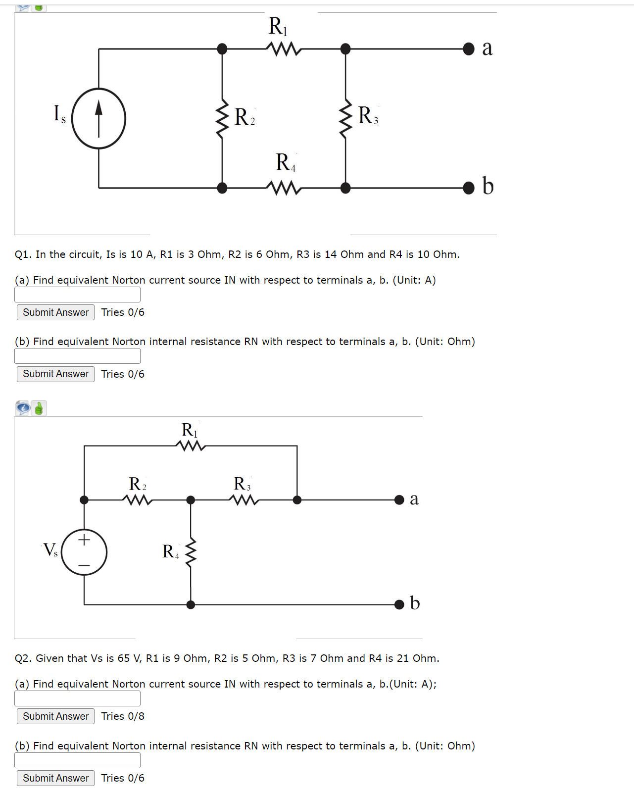 Solved Q1. In the circuit, Is is 10 A,R1 is 3Ohm,R2 is | Chegg.com
