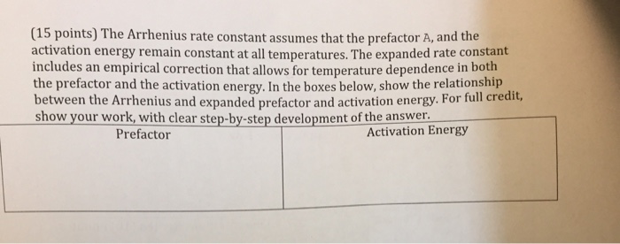 Solved (15 points) The Arrhenius rate constant assumes that | Chegg.com