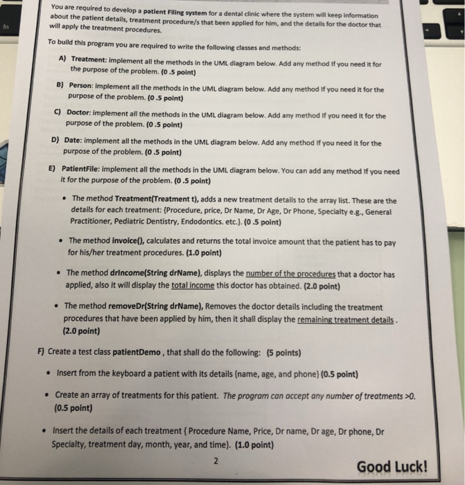 Solved You are required to develop a patient Filing system | Chegg.com