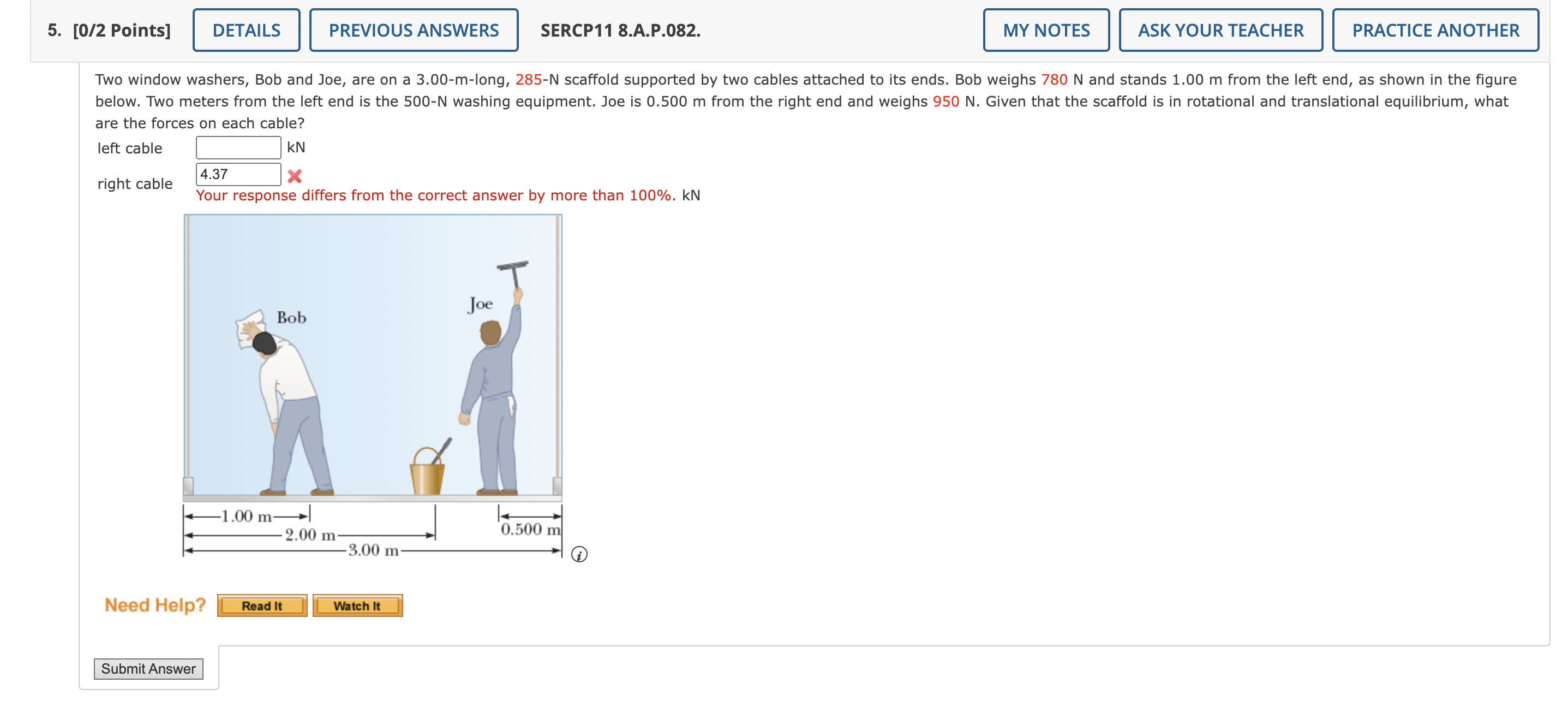Solved are the forces on each cable? left cable kN right | Chegg.com