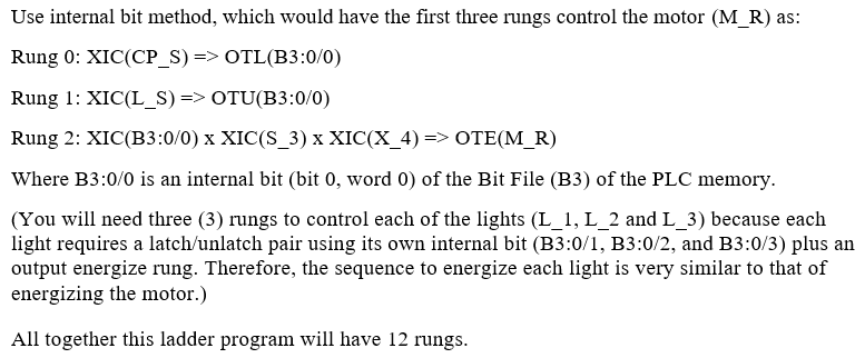 Solved Create a ladder logic program using the following | Chegg.com