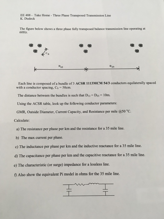 EE 488 Take Home - Three Phase Transposed | Chegg.com