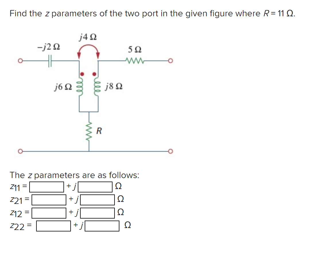 Solved Find the z parameters of the two port in the given | Chegg.com