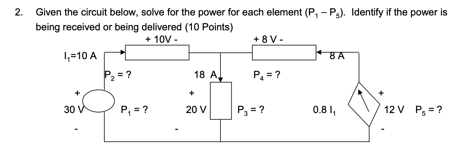 Solved Given the circuit below, solve for the power for each | Chegg.com
