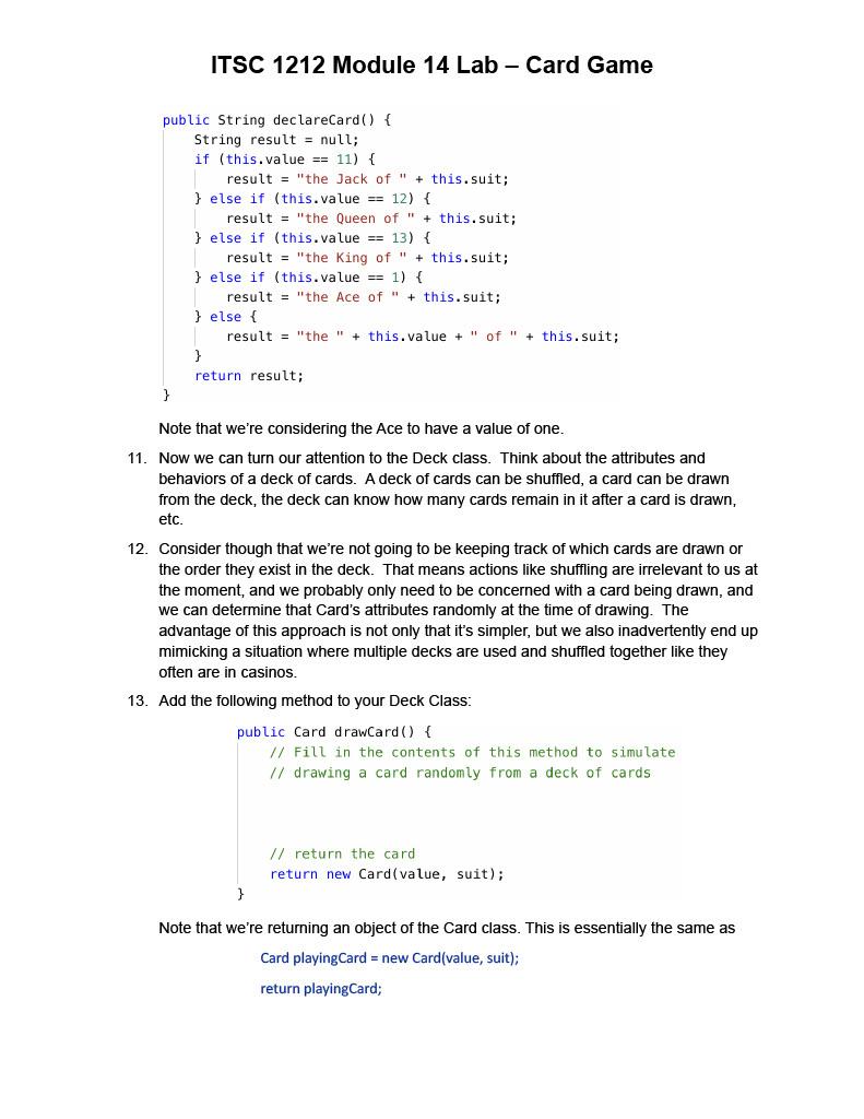 In this lab, we will be building two classes to help | Chegg.com